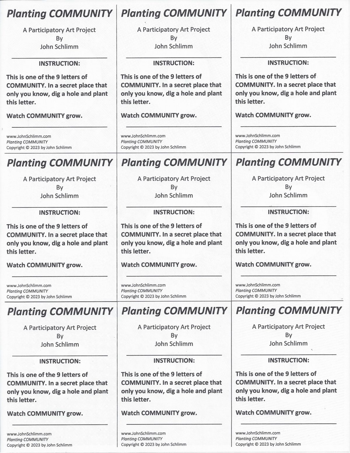 Planting COMMUNITY: A Participatory Art Project - John Schlimm